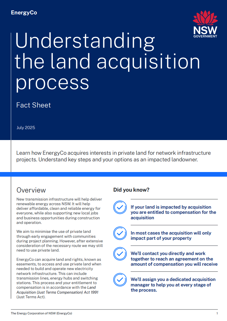 The land acquisition process | EnergyCo
